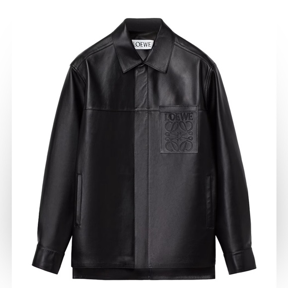 Loewe | Jackets & Coats | Loewe Mens Leather Patch Overshirt Jacket ...
